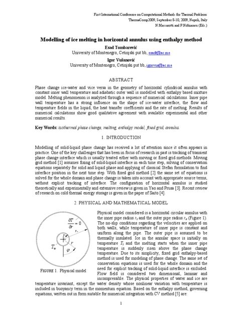 pdf modelling of ice melting in horizontal annulus using enthalpy