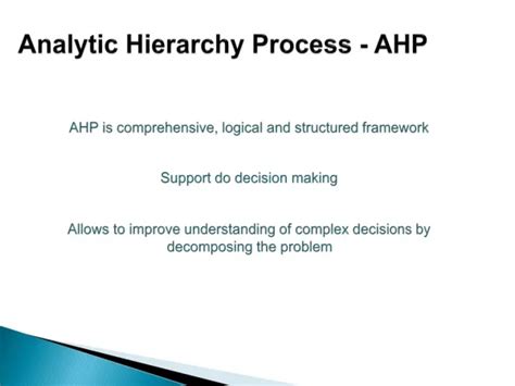 Ppt Analytical Hierarchy Process Ahp Powerpoint Presentation Free