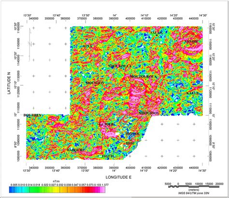 Horizontal Gradient Magnitude Of Residual Magnetic Anomalies Map