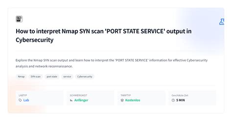 Nmap Syn Scan Ausgabe Port State Service Interpretieren Cybersicherheit Labex