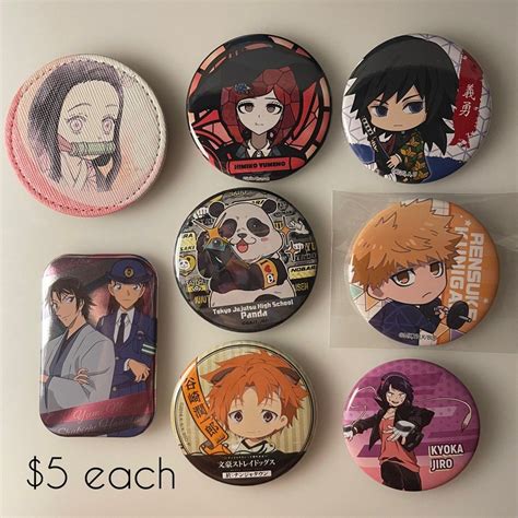 [wts] blue lock jjk bnha bsd danganronpa demon slayer detective conan official badges hobbies