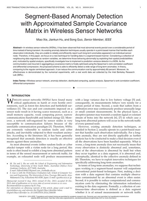Pdf Segment Based Anomaly Detection With Approximated Sample Covariance Matrix In Wireless