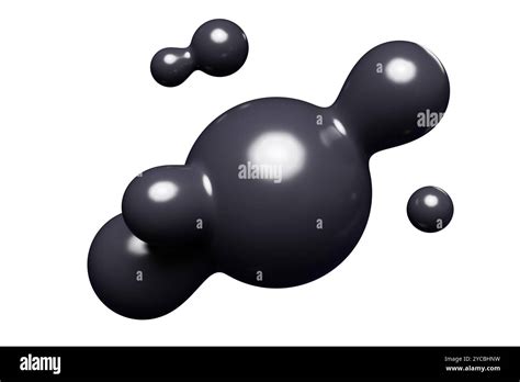 Black Abstract Liquid Metaball Shape 3d Render Illustration Stock