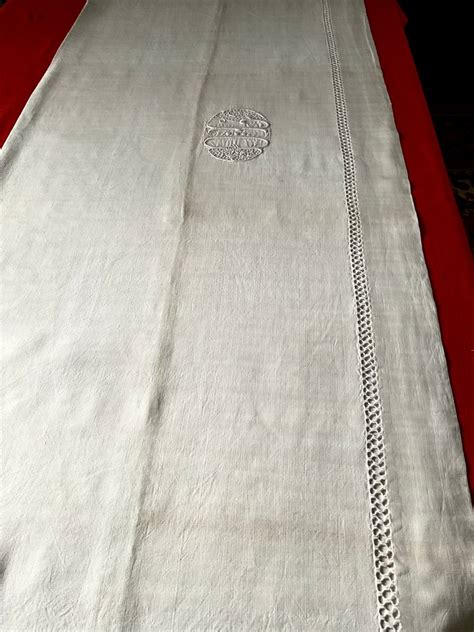 Napoleon 111 Bed Linen In Pure Heavy Linen With Dl Initials Bed