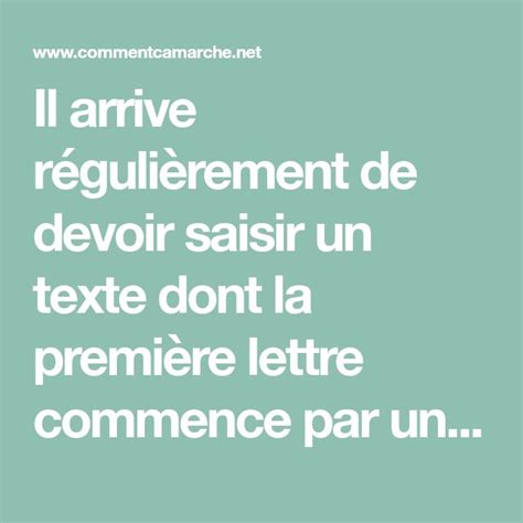 é à ç ô ï ù œ En Majuscule Taper Des Majuscules Accentuées S
