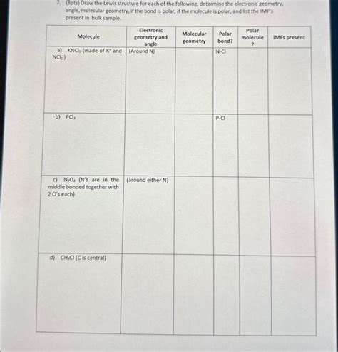 Solved Pts Draw The Lewis Structure For Each Of The Chegg Com