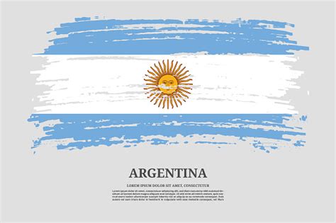 브러시 스트로크 효과와 정보 텍스트 포스터 벡터와 아르헨티나 국기 아르헨티나 국기에 대한 스톡 벡터 아트 및 기타 이미지