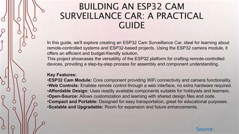 Check Out This Interesting Tutorial On Building An Esp32 Cam Surveillance Car Pptx