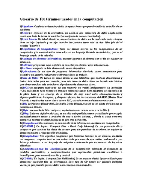 Glosario De 100 Términos Usados En La Computación Pdf