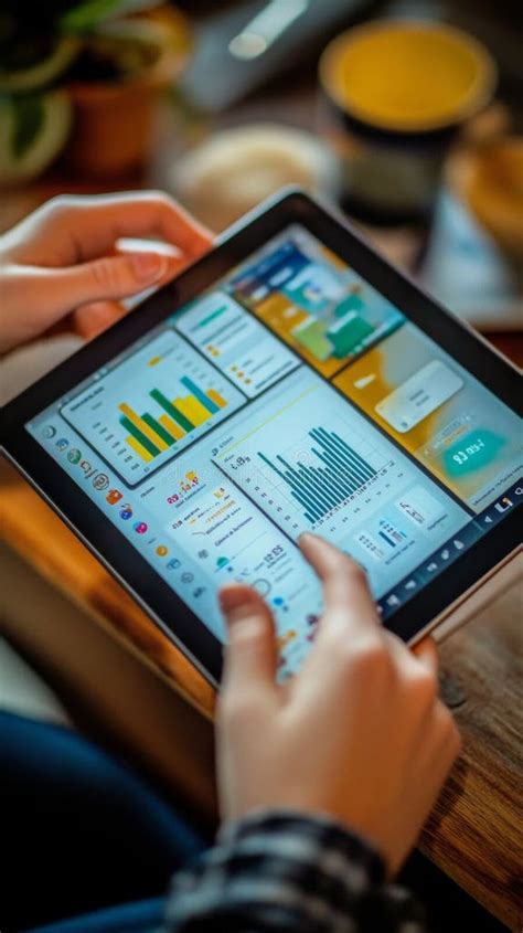 A Person Analyzing Data Graphs And Charts On A Digital Tablet Colorful
