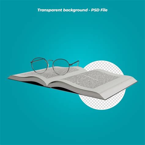 Premium Psd Book And Glass 3d Rendering