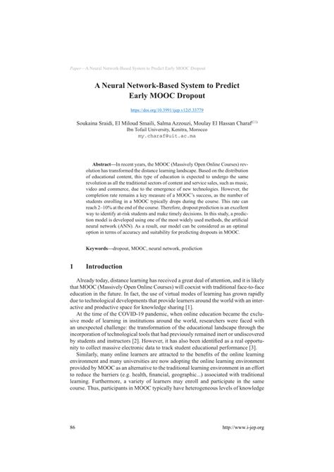 Pdf Neural Network Based System To Predict Early Mooc Dropout