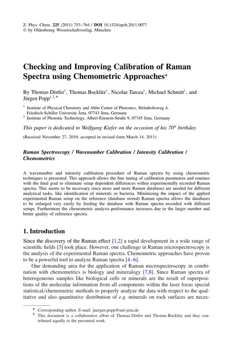 Pdf Checking And Improving Calibration Of Raman Spectra Using
