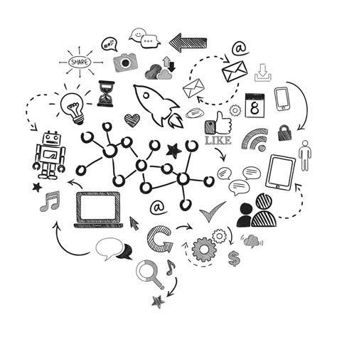 소셜 미디어 개념의 삽화 무료 벡터