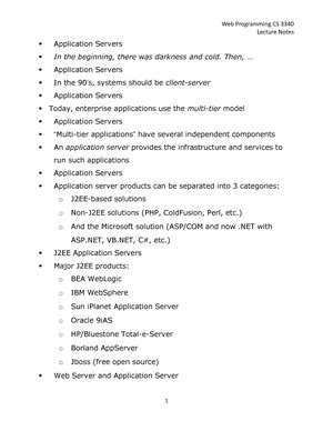 2021 Web Programming CS 3340 Lecture Notes J2EE Concepts CS 3340