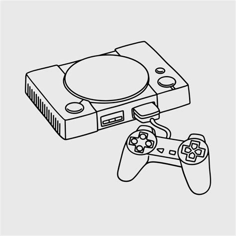 A Classic Game Console With A Controller Thin Line Illustration 59482072 Vector Art At Vecteezy