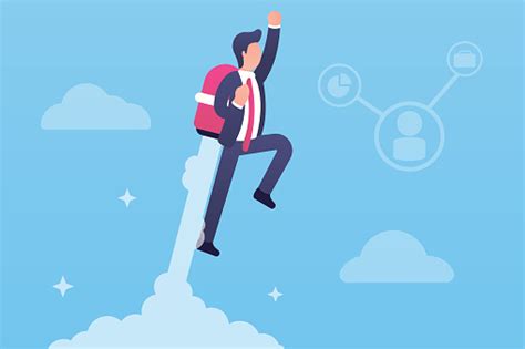 벡터 비즈니스 일러스트레이션입니다 양복을 입은 사업가가 연꽃 자세로 노트북에 앉아 새로운 프로젝트에서 일하고 있습니다 위쪽으로 노력합니다 프리랜서 경력 및 경쟁 비즈니스