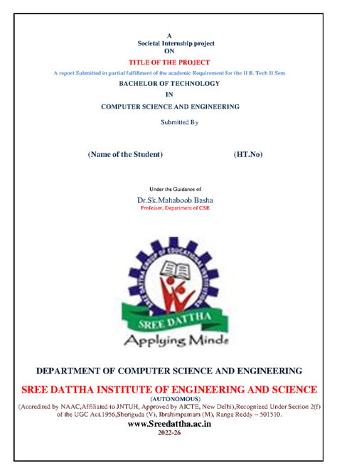 CSP Project Template A Societal Internship Project ON TITLE OF THE PROJECT A Report