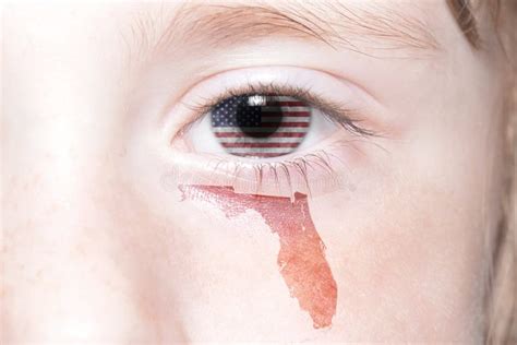 Human S Face With National Flag Of United States Of America And Florida State Map Stock Photo