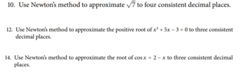 solved 10 use newton s method to approximate v7 to four
