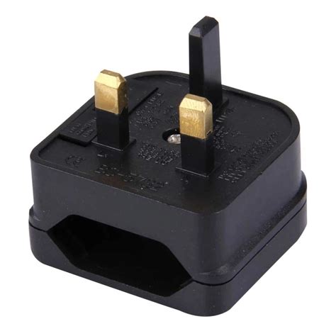 BS Portable EU Plug To UK Plug Adapter Power Socket Travel Converter With Fuse On