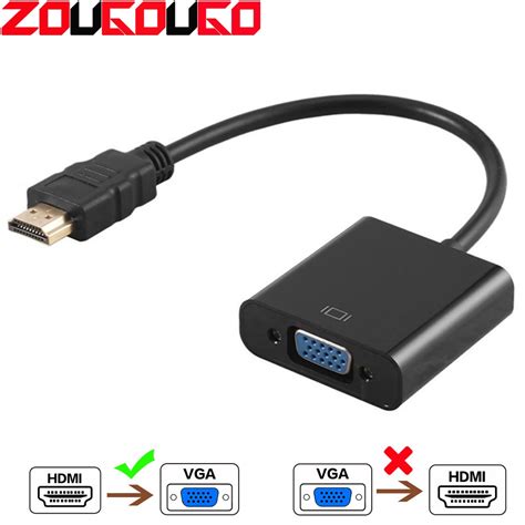 Hd 1080p Hdmi To Vga Cable Converter With Audio Power Supply Male To