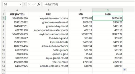 Convert Bytes To Mb Or Gb In Excel Methods