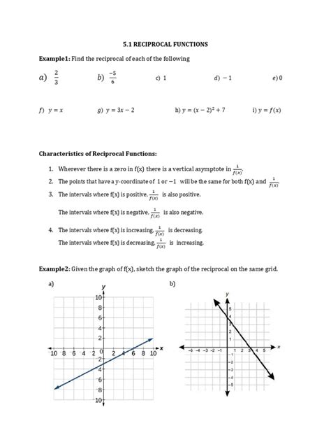 5 1 Reciprocal Functions Pdf