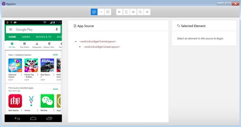 Android Appium Inspector Doesnt Respond To Click On The App Image