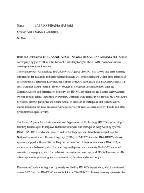 News Casting Script Pdf Tsunami Natural Disasters