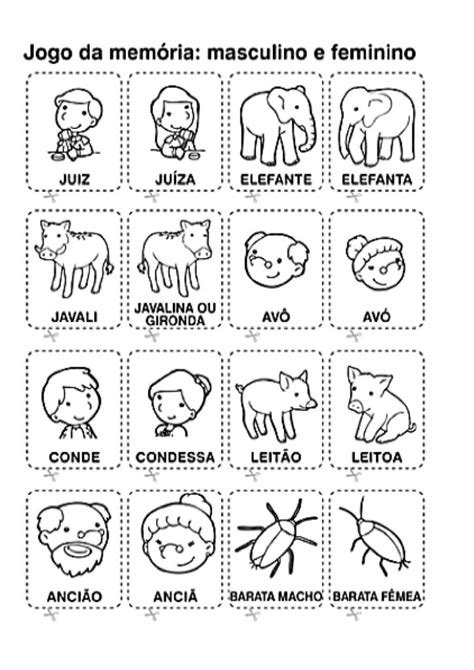 Jogo Da MemÓria Masculino E Feminino Prof Noninha