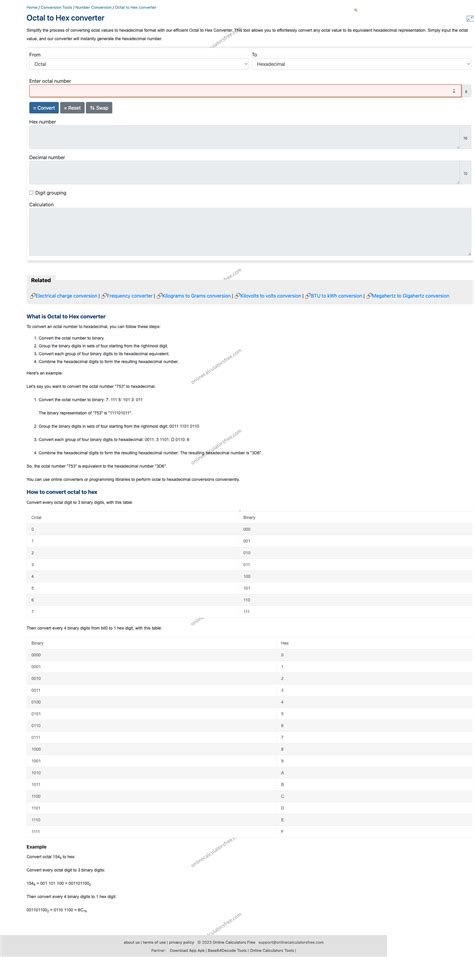 Octal To Hex Converter Fast And Accurate Conversion Tool Calculatorfree