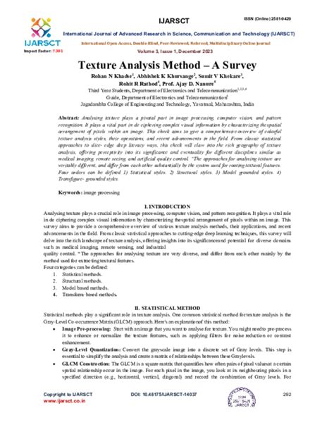 Pdf Texture Analysis Method A Survey