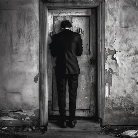 Premium Ai Image Arafed Man In A Suit Standing In Front Of A Door Generative Ai