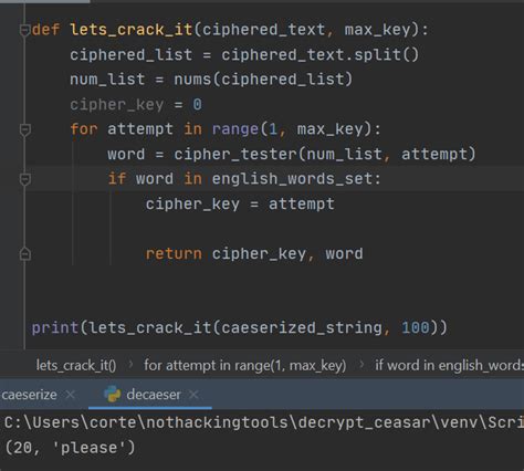 Deciphering A Caesar Cipher With Python