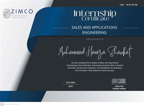 Hamza Shaukat On Linkedin Zimco Zimco Internship2024 Salesengineering Salesengineer