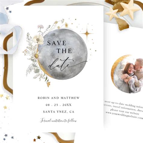 Elegant Photo Celestial Moon And Stars Wedding Save The Date Zazzle