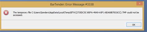Bartender Error Message 3338 BarTender Support Portal