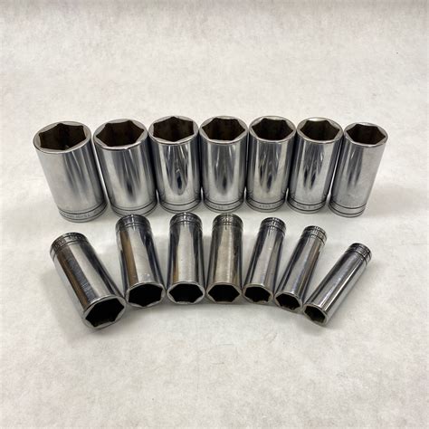 Snap On 14 Pc 1 2” Drive 6 Point Sae Flank Drive Deep Socket Set Shop Tool Swapper