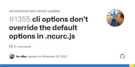 Cli Options Dont Override The Default Options In Ncurcjs · Issue