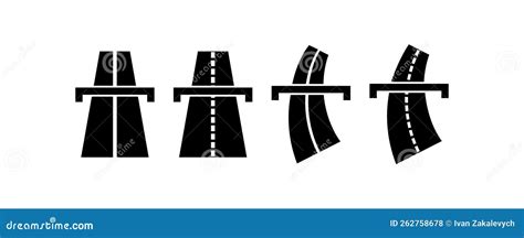Highway Icon Set Intersection Of The Road And The Bridge Illustration