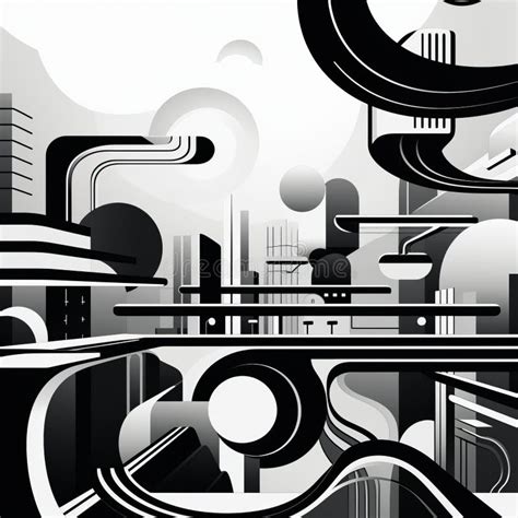 Futuristic Cityscape Playful Streamlined Forms And Dynamic Colors Stock Illustration