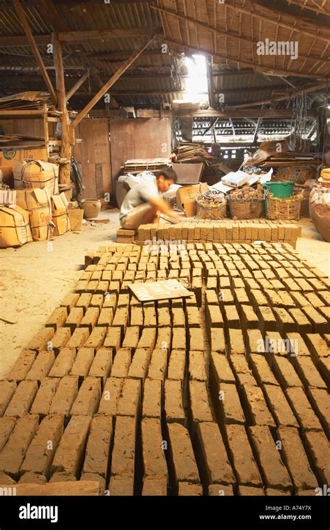 Man Making Clay Bricks In Factory Stock Photo Alamy