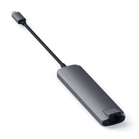 Satechi Usb C Slim Multiport With Ethernet Adapter Space Grey At Mighty Ape Nz