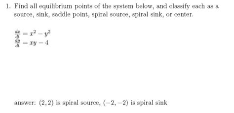 Solved Find All Equilibrium Points Of The System Below And Chegg