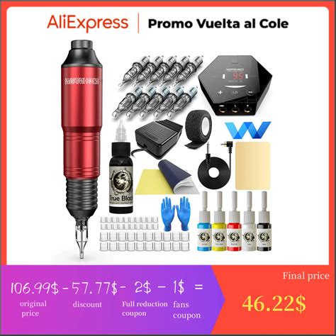 웜홀 문신 키트 문신 총 키트 카트리지 문신 기계 키트 초보자를 위한 로타리 문신 기계 키트 문신 펜 키트