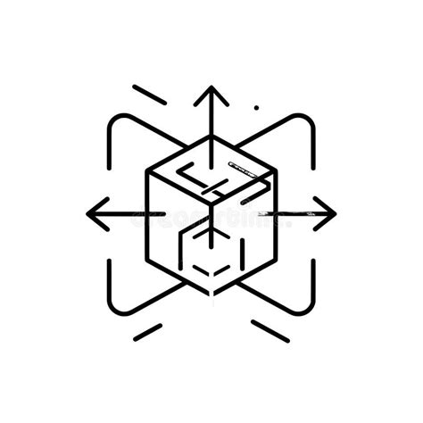 Logo Line Art Of Cube With Arrows Around It Stock Vector Illustration Of Minimalist Arrows