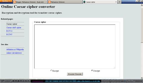 Contoh Aplikasi Dengan Menggunakan Program Caesar Cipher Lasopasim