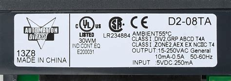 Discrete Output Module 8 Pt 24 240 VAC PN D2 08TA AutomationDirect