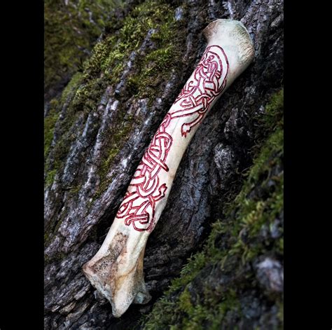 Norse Knotwork Serpent Bone Carving Handcrafted Viking Art Etsy